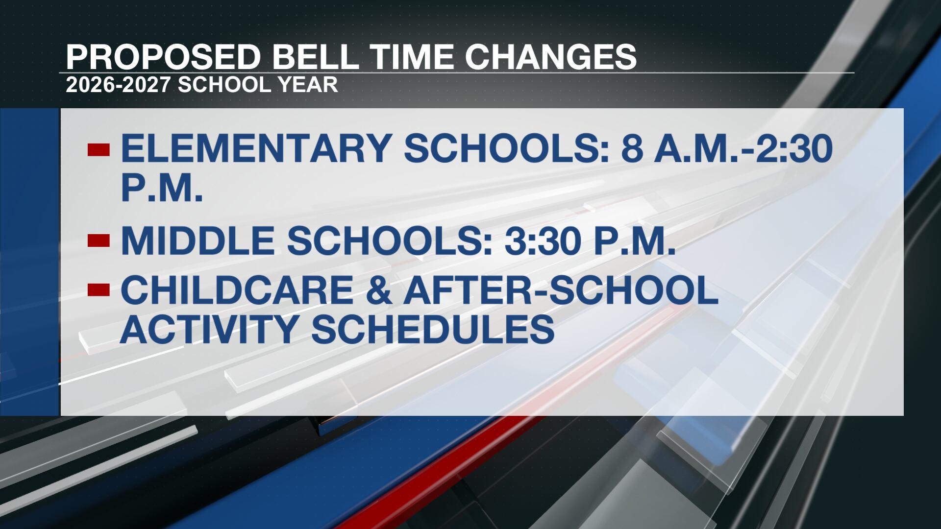 Bismarck Public Schools to have changes to bell times