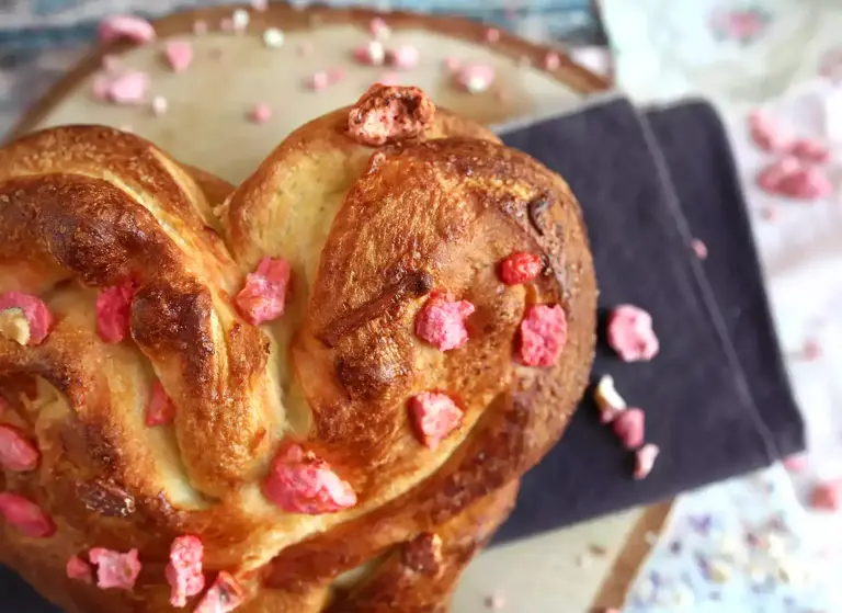 Extra soft heart-shaped brioches for Valentine's Day