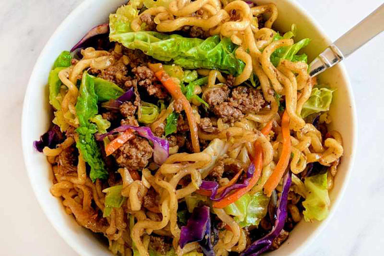 I've made this egg roll ramen skillet too many times to count (one pan!)