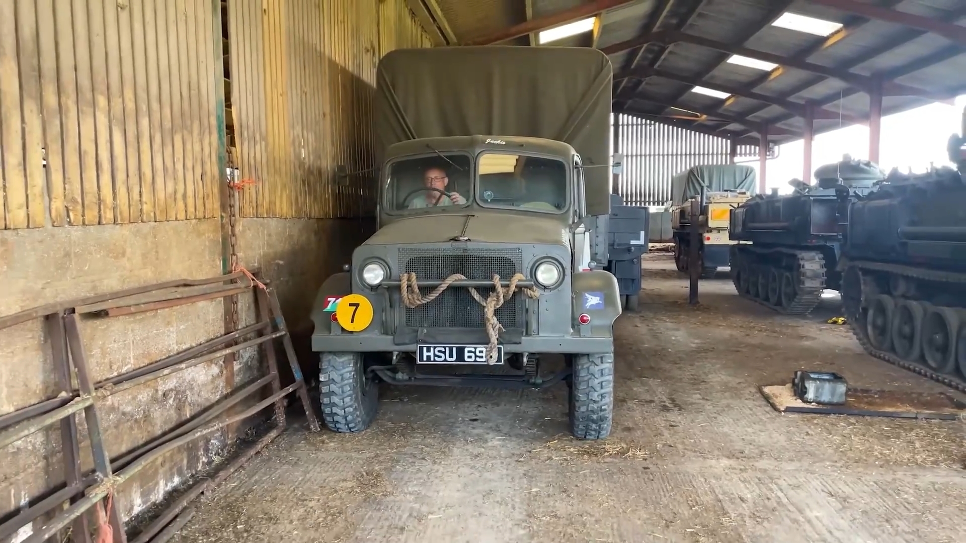 Preparing classic military vehicles for a film job including a Sherman tank