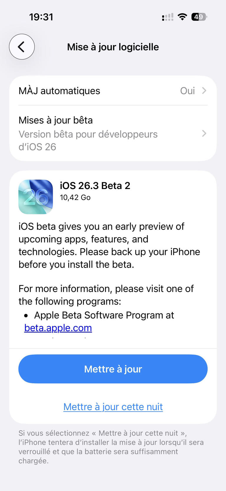 Apple vient de mettre en ligne la seconde bêta d'iOS 26.3, macOS 26.3 ...