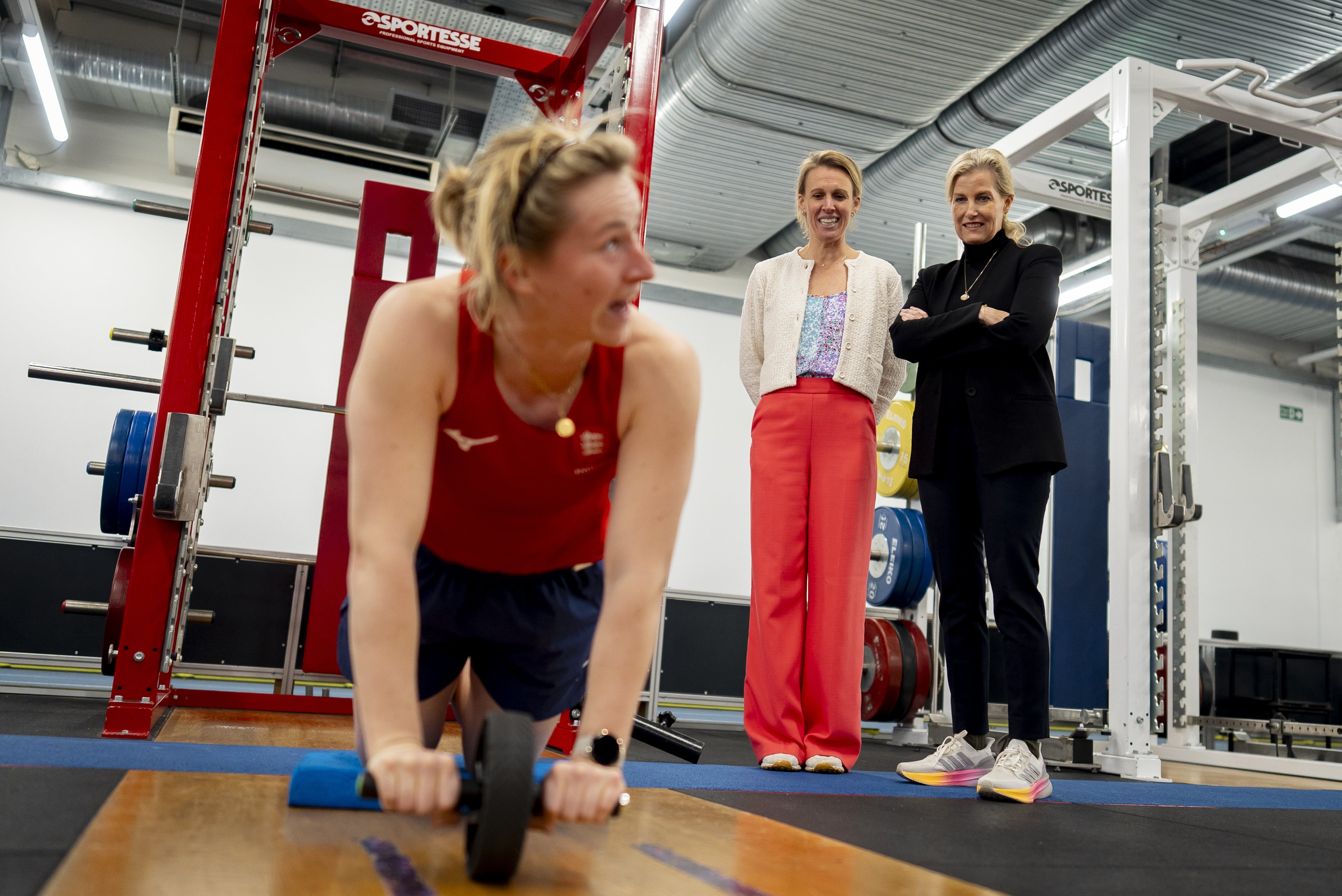 Sophie takes a shot at goal as she shows off hockey skills