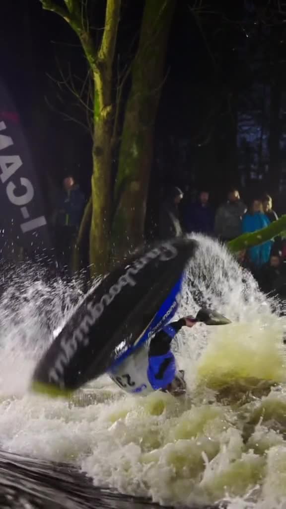 Wild nighttime kayak freestyle at Varsities 24
