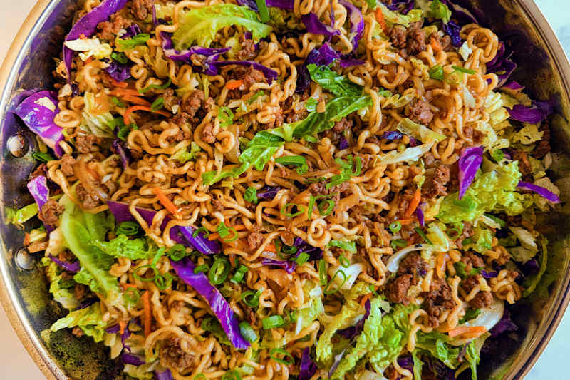 I've made this egg roll ramen skillet too many times to count (one pan!)