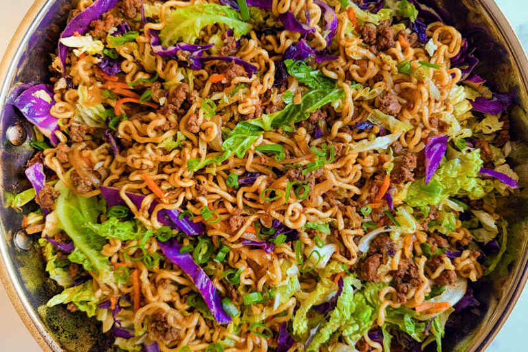 I've made this egg roll ramen skillet too many times to count (one pan!)