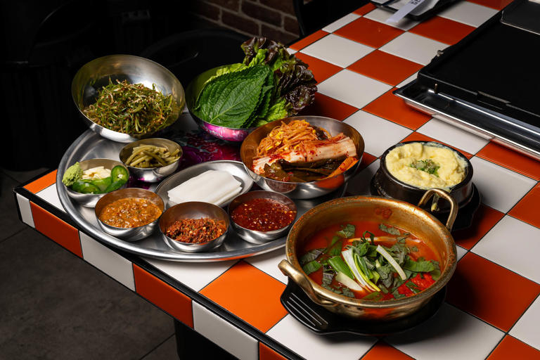 Every night is a pork belly party at this lively Korean barbecue spot