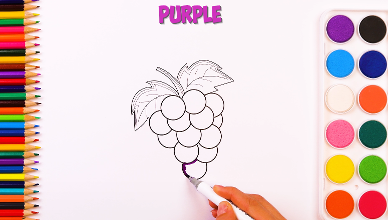 Learn Colors with Fruit coloring in