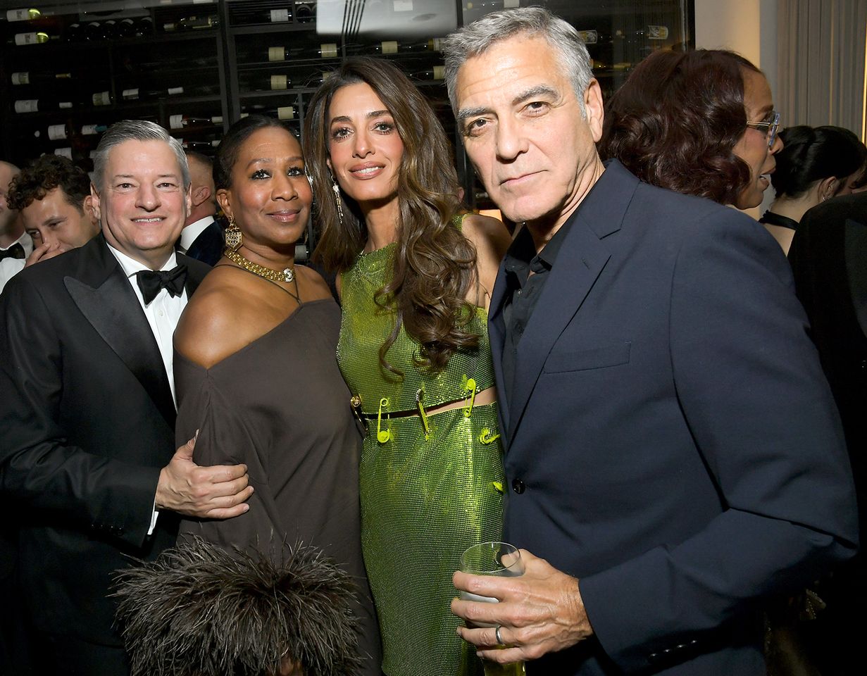 Amal Clooney bares her midriff in 2-piece dress held together by safety ...