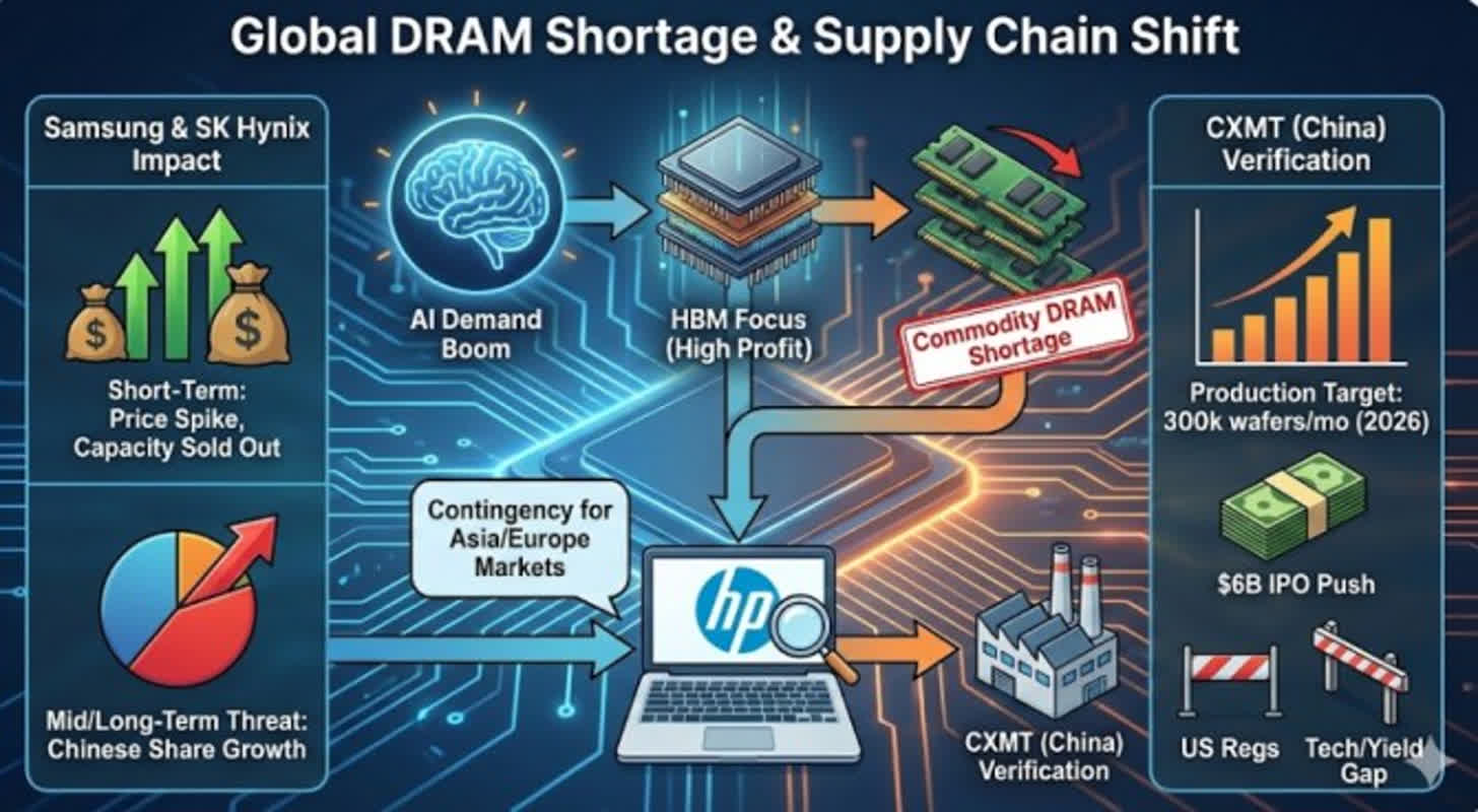 DRAM 품귀에 HP, 중국 CXMT 검증 착수…삼성·SK하이닉스 영향은