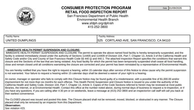 Chinese restaurant in San Francisco recommended to close following ...