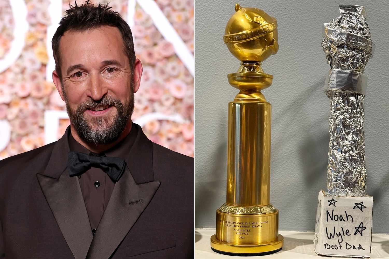 Noah Wyle shows off his homemade 'Best Dad' award after taking home ...