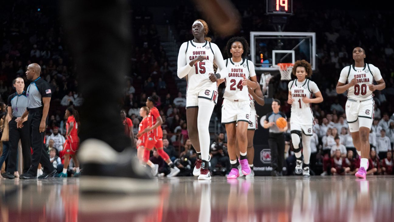 UConn tops, Gamecocks hit No. 2 in big AP women's poll shuffle