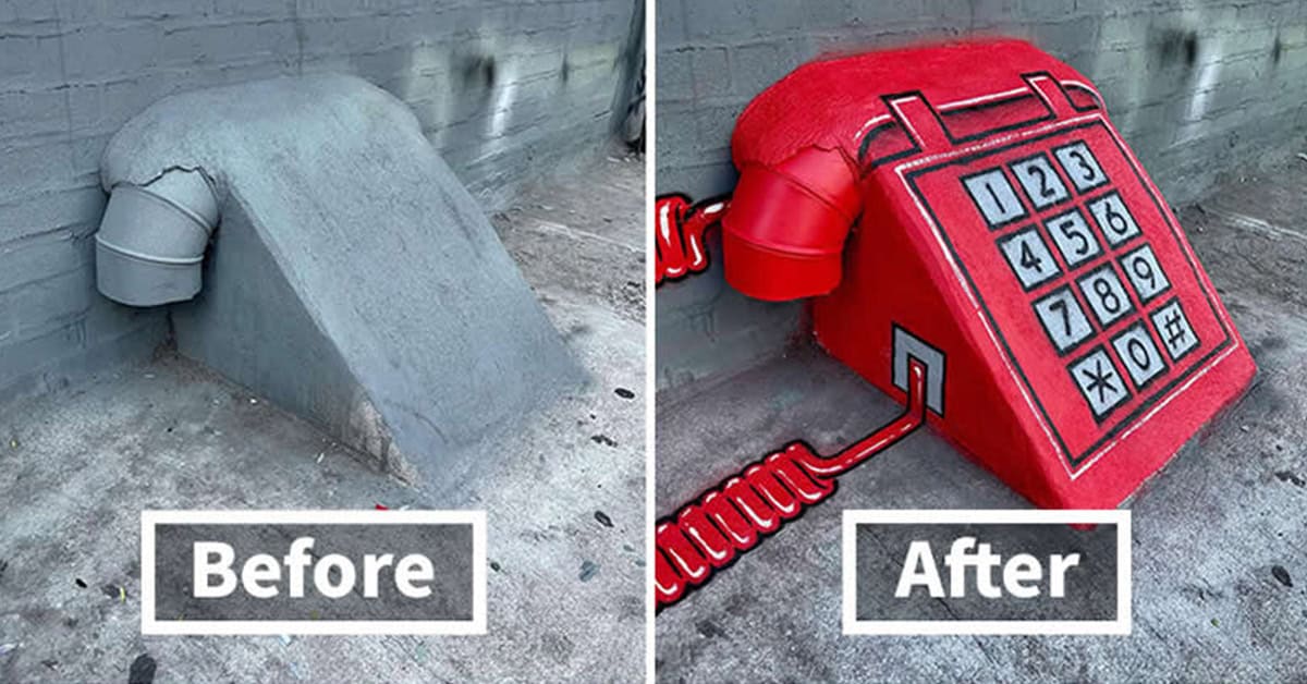 Street artist Tom Bob turns boring city objects into art (30 pics)