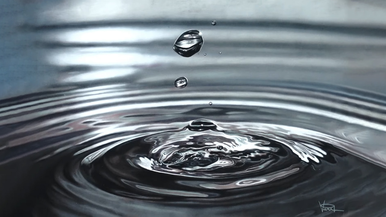 Draw a crystal clear water drop using simple shading methods