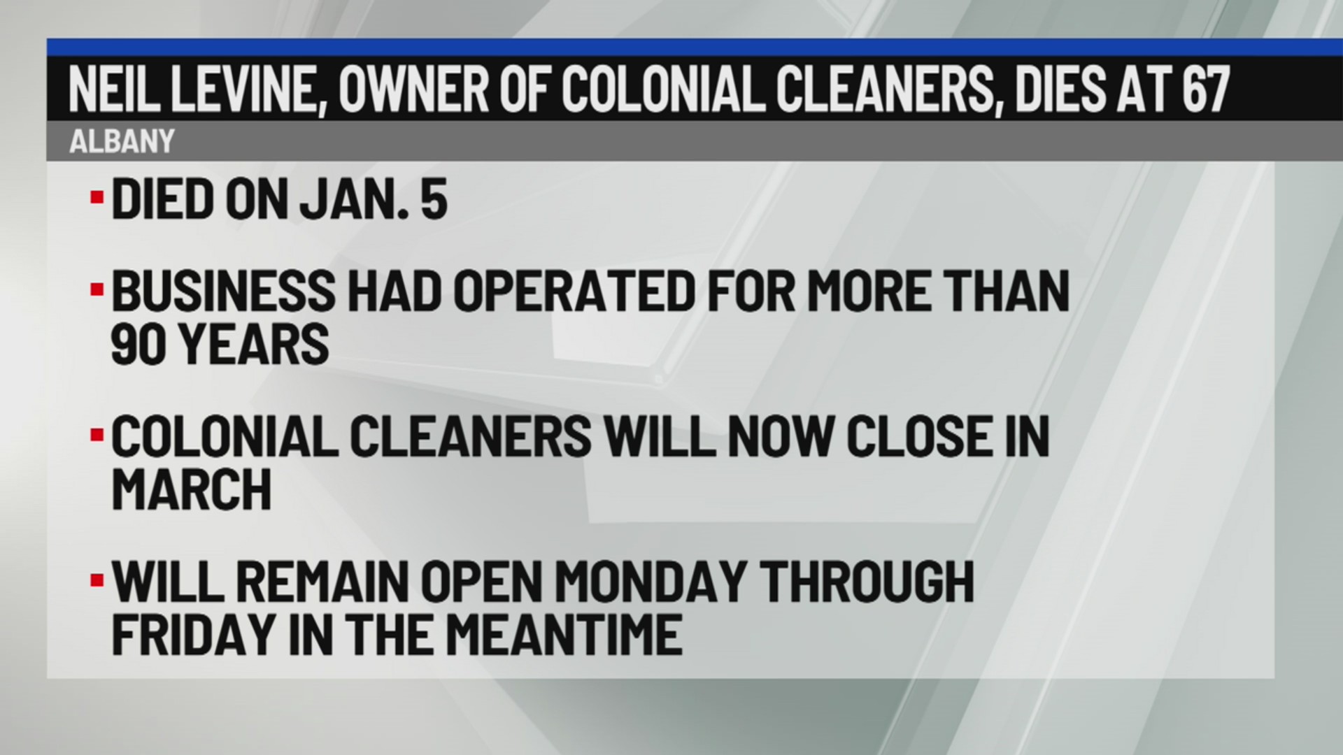 Colonial Cleaners to close after owner dies