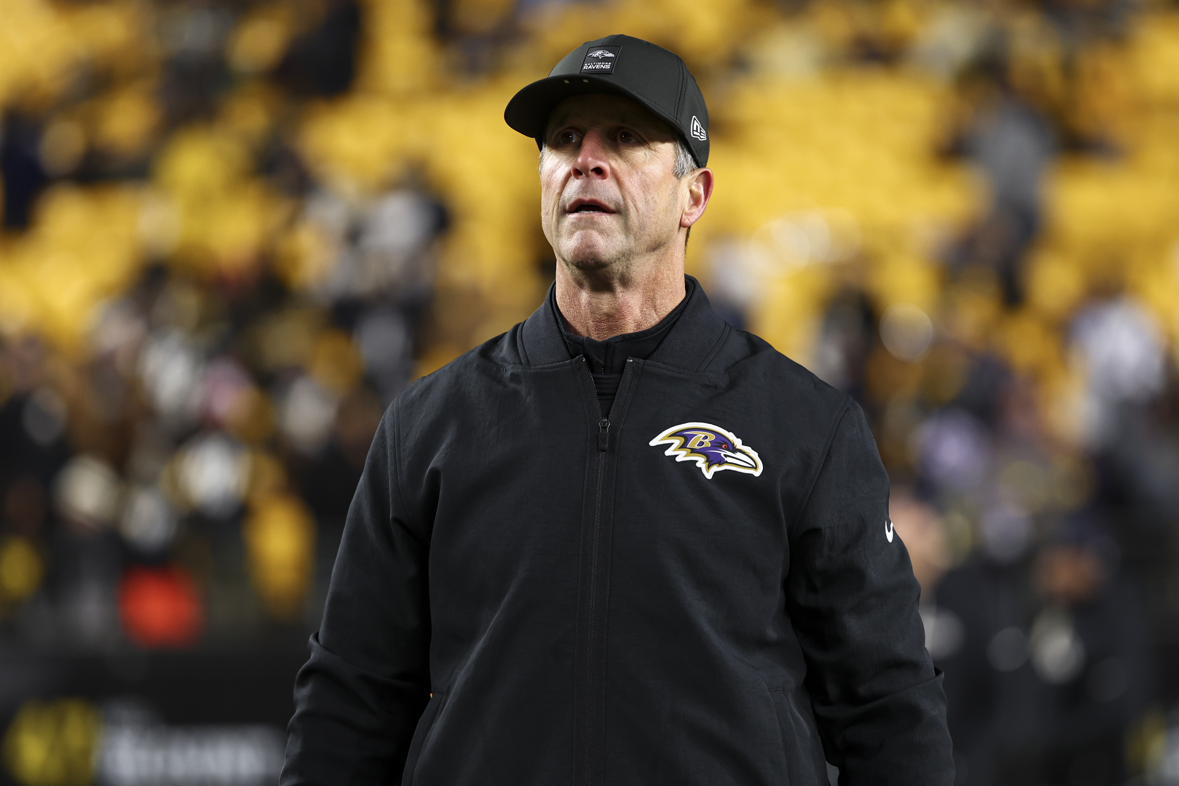 John Harbaugh interviews for Falcons job with Giants in pursuit
