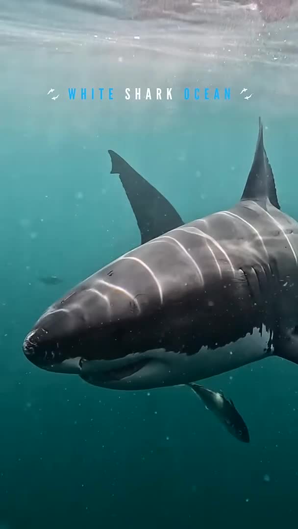 Great white shark in clear blue water