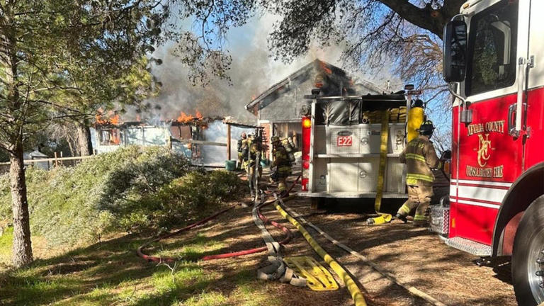 Nevada County house fire sends 2 people to hospital with burns