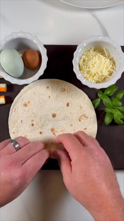 Cut two cheese sticks in half!