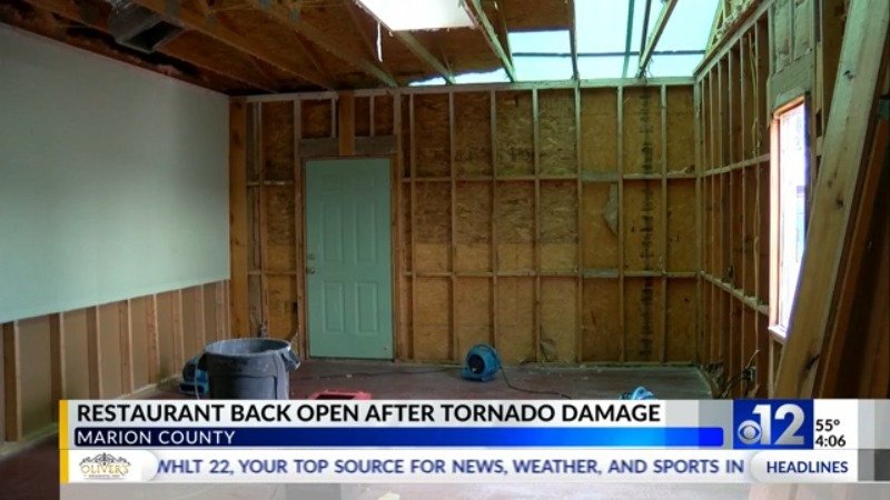Marion County restaurant reopens after tornado damage