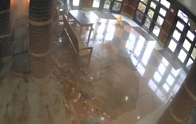 Video: Security footage shows truck crash into Indian Trail Middle School