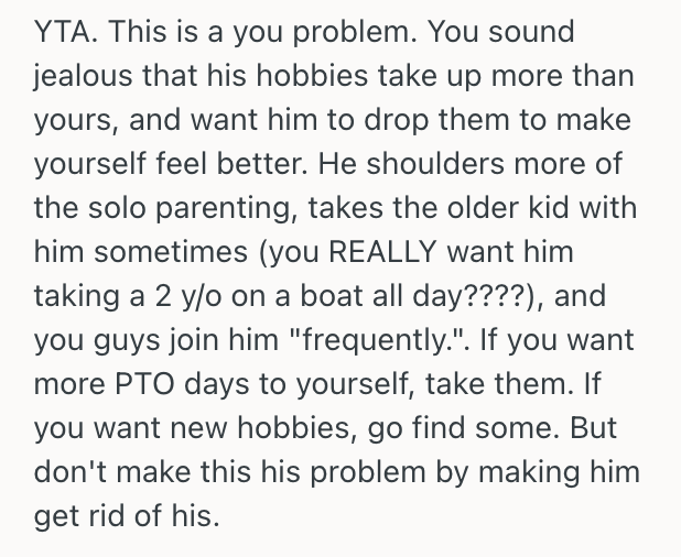 Woman feels her husband spends too much time hunting and fishing, so ...