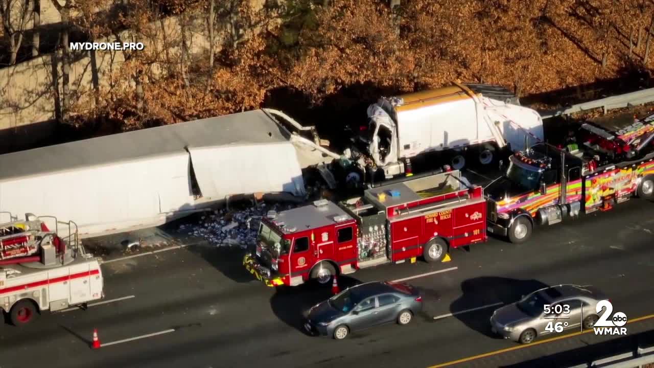 Deadly trash truck crash closes I-95 south in Howard County Monday morning
