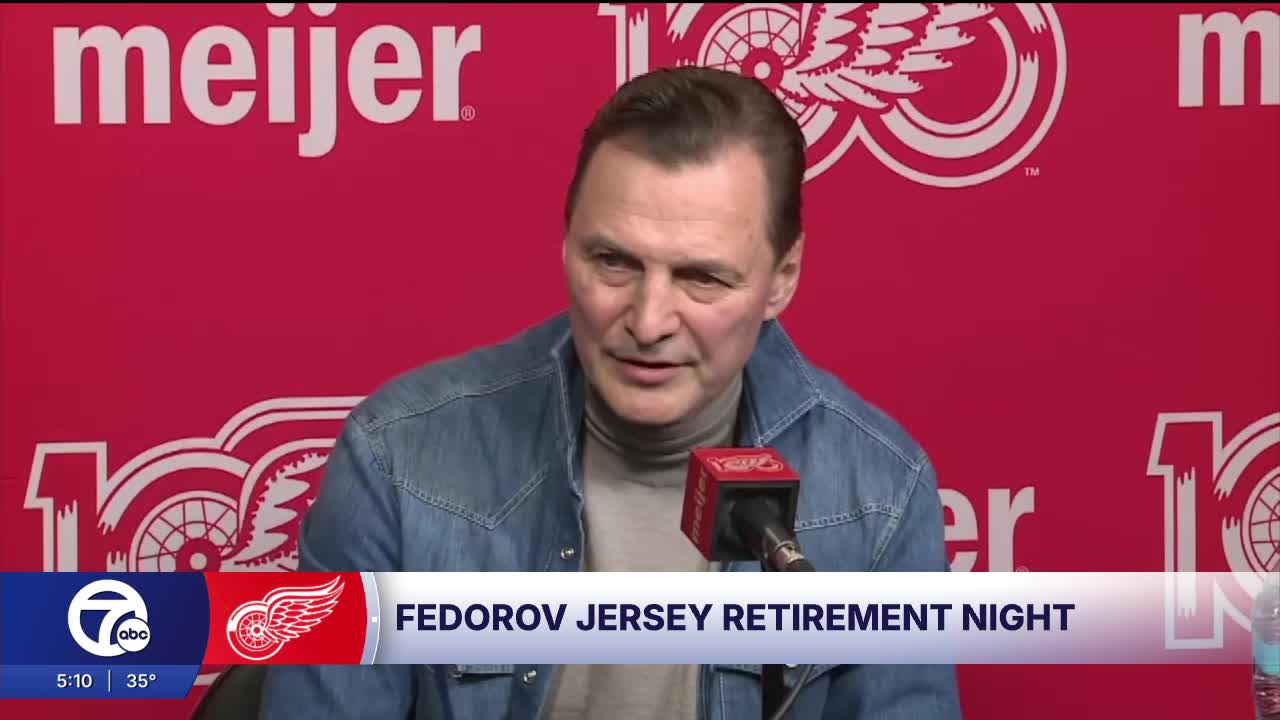 Sergei Fedorov speaks at Red Wings jersey retirement: 'Detroit is home'