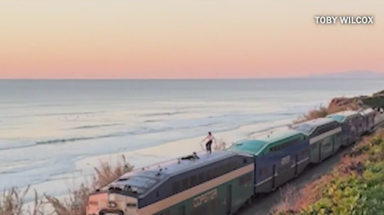 'Train surfers' spotted on California coastal train
