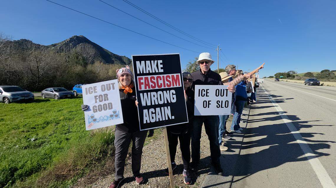 Hundreds protest ICE in SLO after fatal Minneapolis shooting