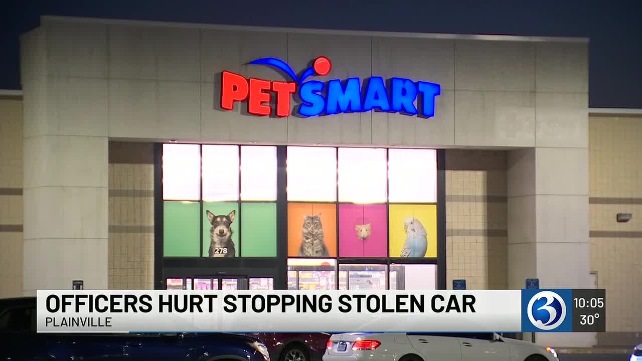 Two officers injured as suspects flee in stolen vehicle in Plainville