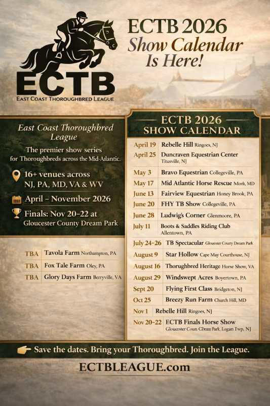 East Coast Thoroughbred League announces 2026 all-thoroughbred hunter ...