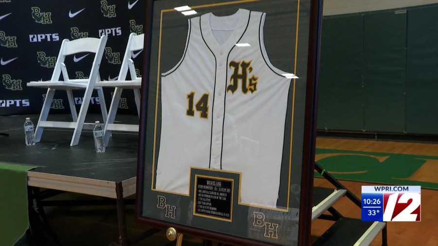 Bishop Hendricken retires Michael King’s No. 14 jersey