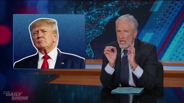 Jon Stewart nails 'doddering' Donald Trump, 79, for wandering away