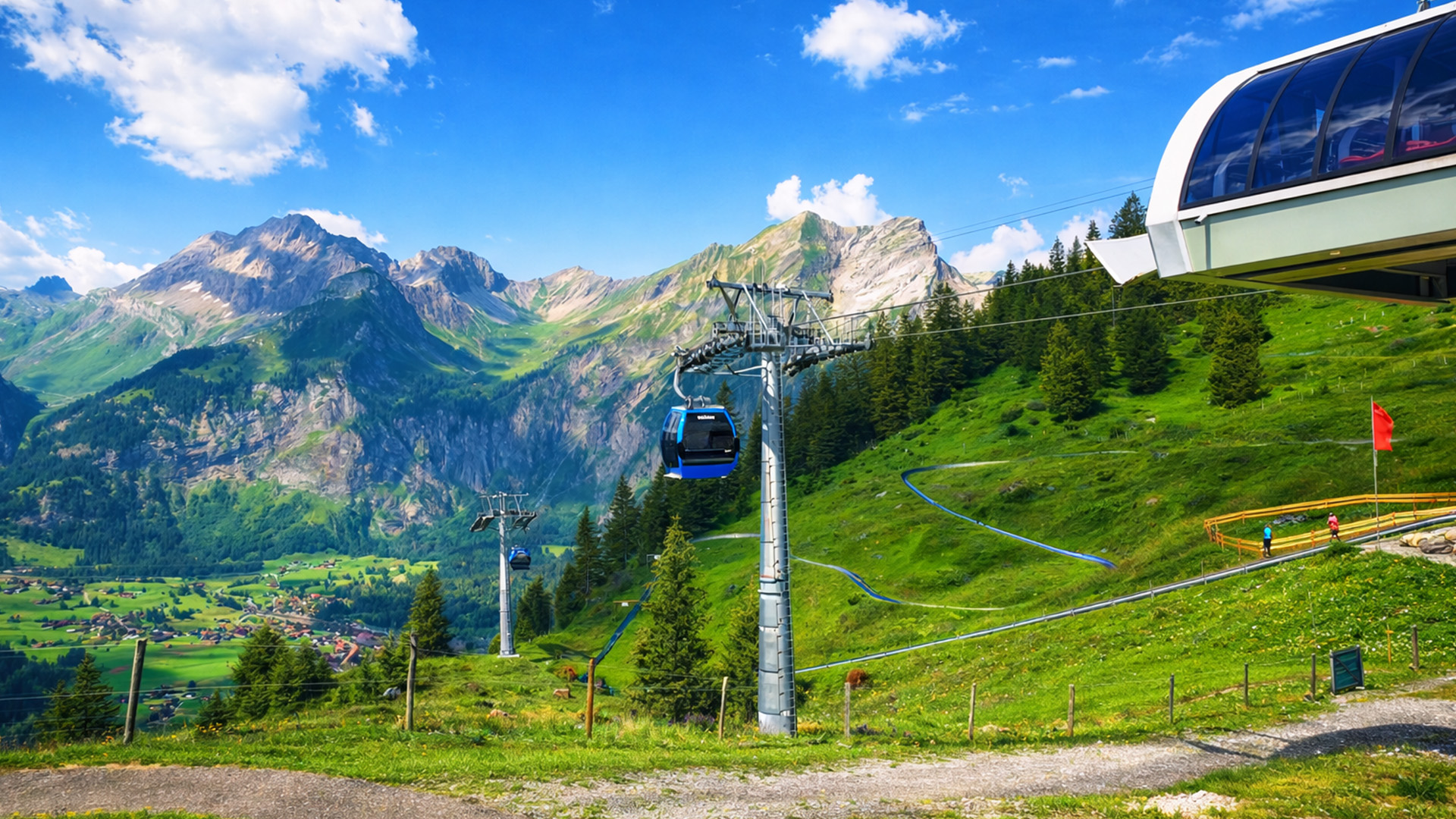 Oeschinensee Kandersteg Switzerland scenic alpine lake (4K)