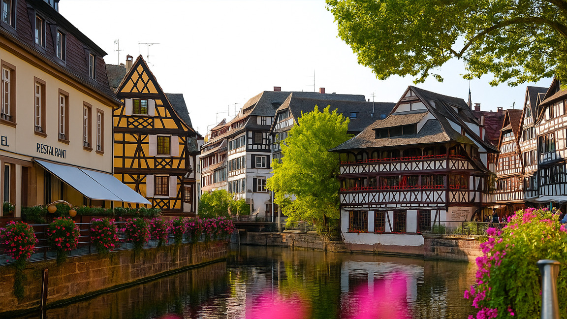 Scenes from a historic waterside town in France