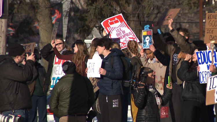 Roosevelt High School students walk out of class Monday in protest of ...