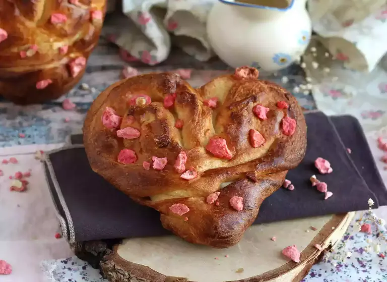 Extra soft heart-shaped brioches for Valentine's Day
