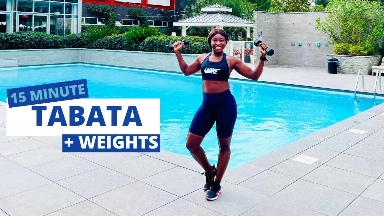 15-min Tabata HIIT with weights | Full body strength & cardio workout