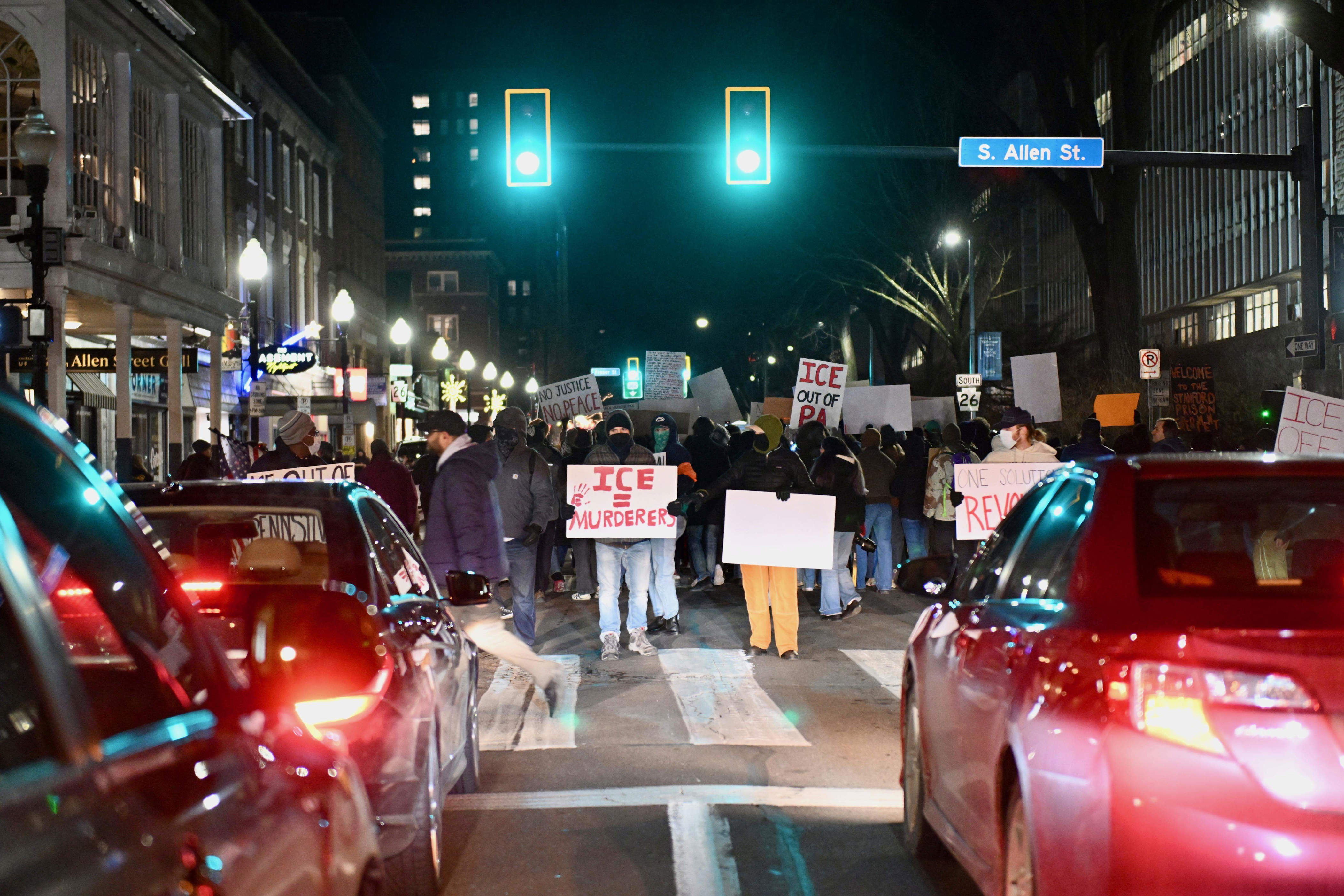 Penn State students march through State College streets to protest ICE