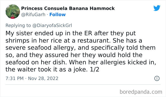 36 accounts of serious health risks from ignored food allergies