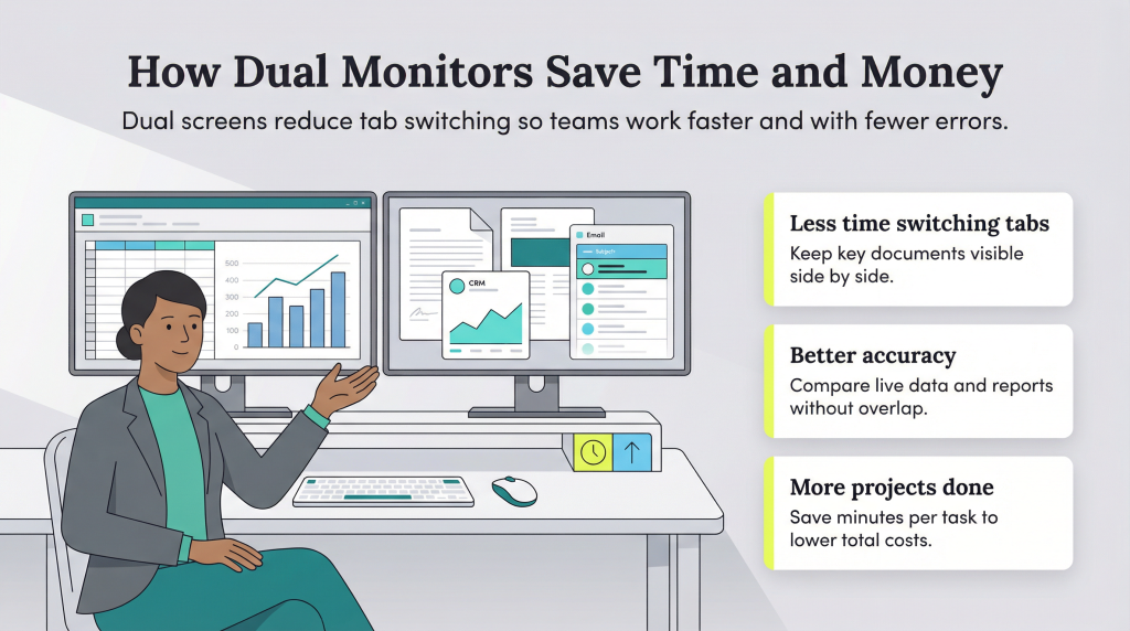 How dual monitors can save you time and money