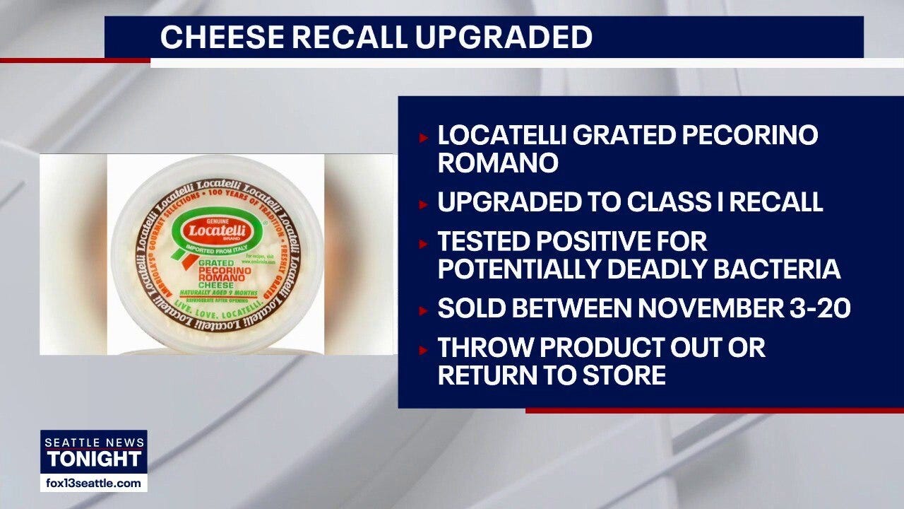 Recall for Locatelli grated Pecorino Romano cheese over listeria risk