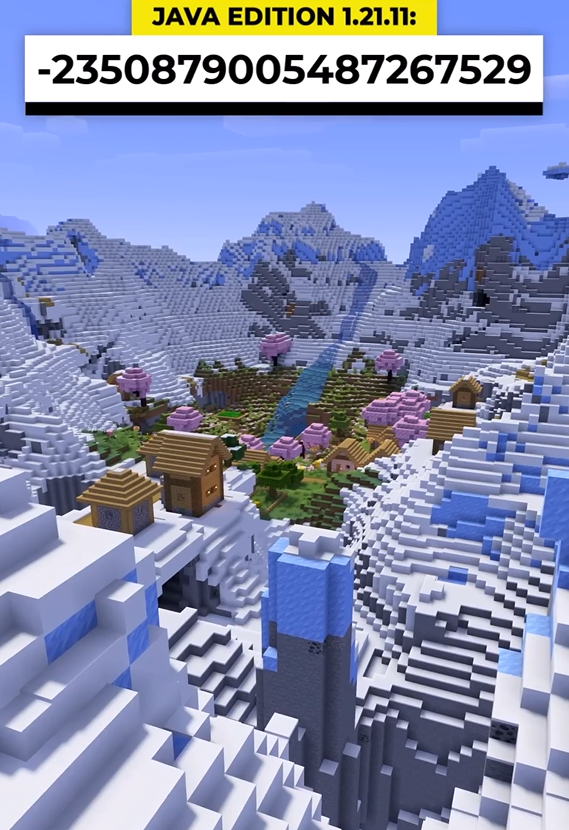 This Minecraft cherry grove village is hidden on a mountain!