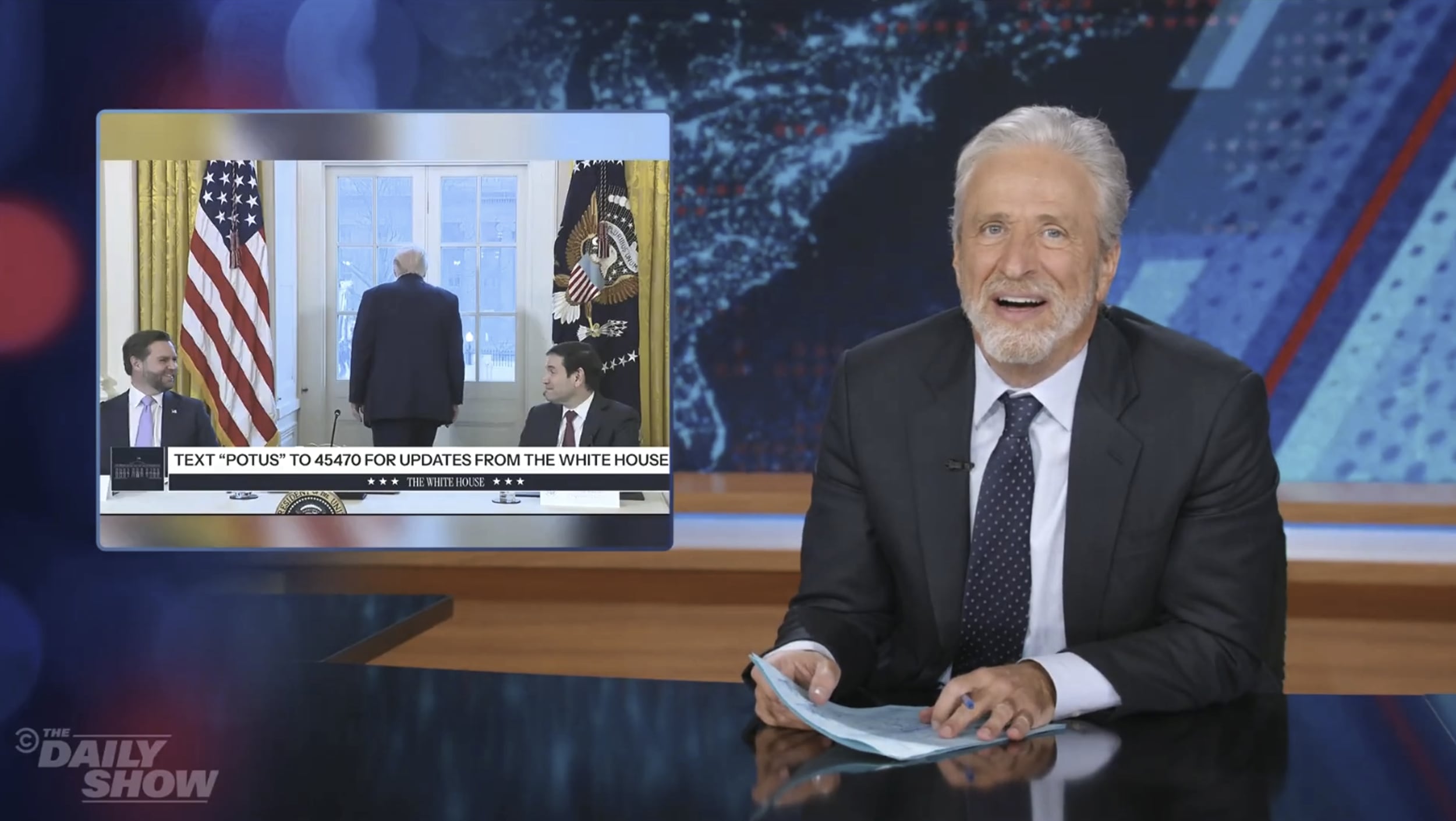 Jon Stewart nails 'doddering' Donald Trump, 79, for wandering away
