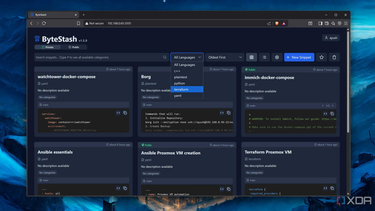 ByteStash is a self-hosted GitHub Gist alternative that lets you share ...