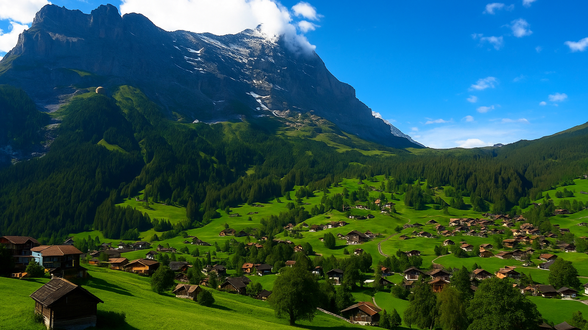 Grindelwald Switzerland scenic alpine village in Bernese Oberland (4K)