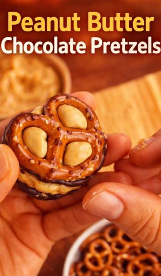 Peanut butter chocolate pretzels (easy vegan snack)