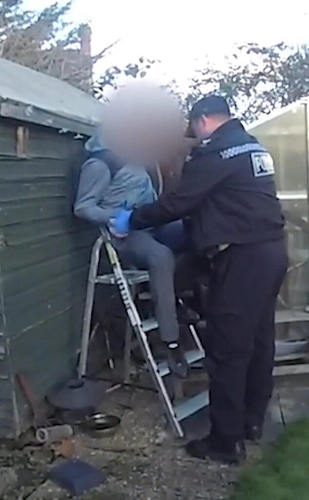 Wanted man’s bid to escape police fails after he got stuck on shed roof