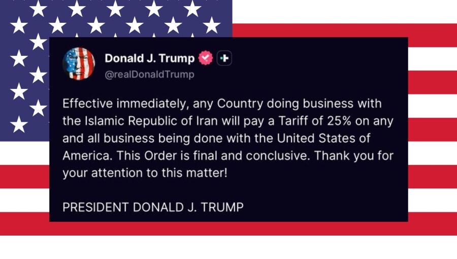 Trump announces immediate US tariffs on countries trading with Iran